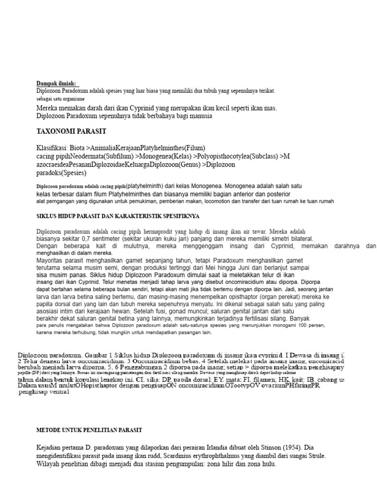 Karakteristik Diplozoon paradoxum | PDF