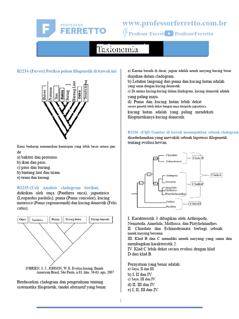 Analisis Filogenetik Kucing dan Hewan Lain | PDF