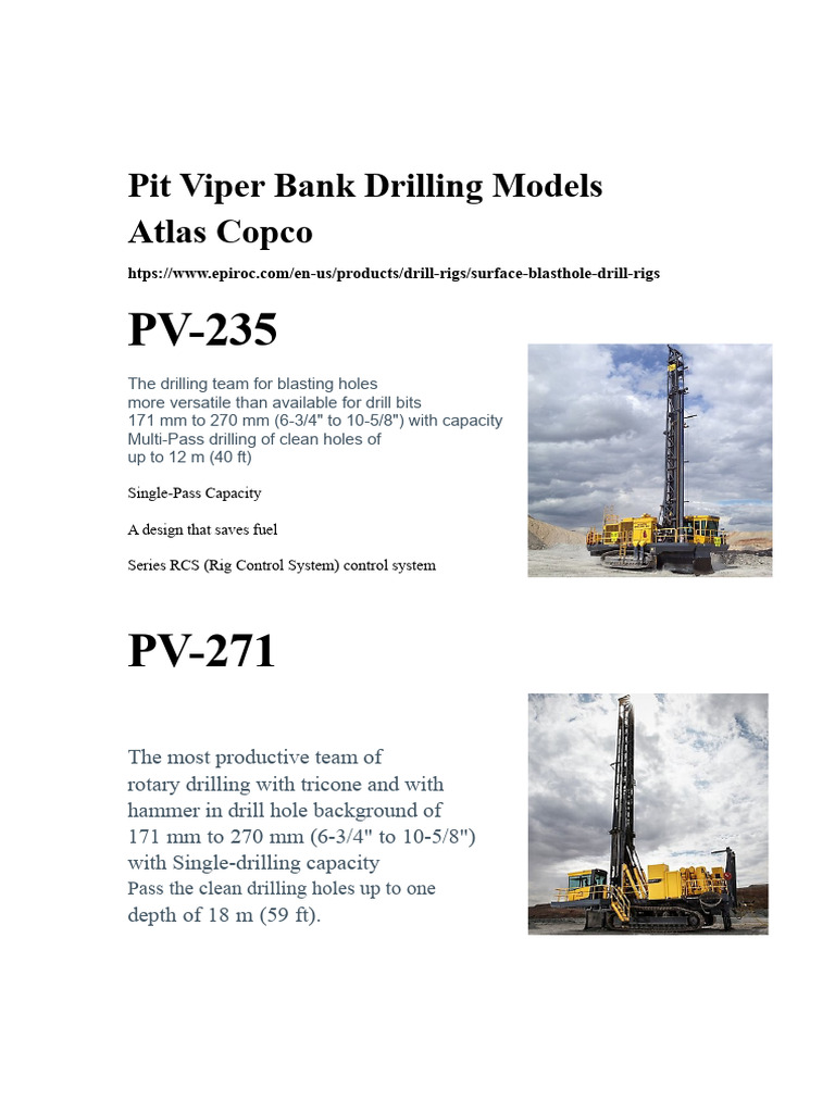 Pit Viper Drilling Models Overview | PDF | Drill | Drilling