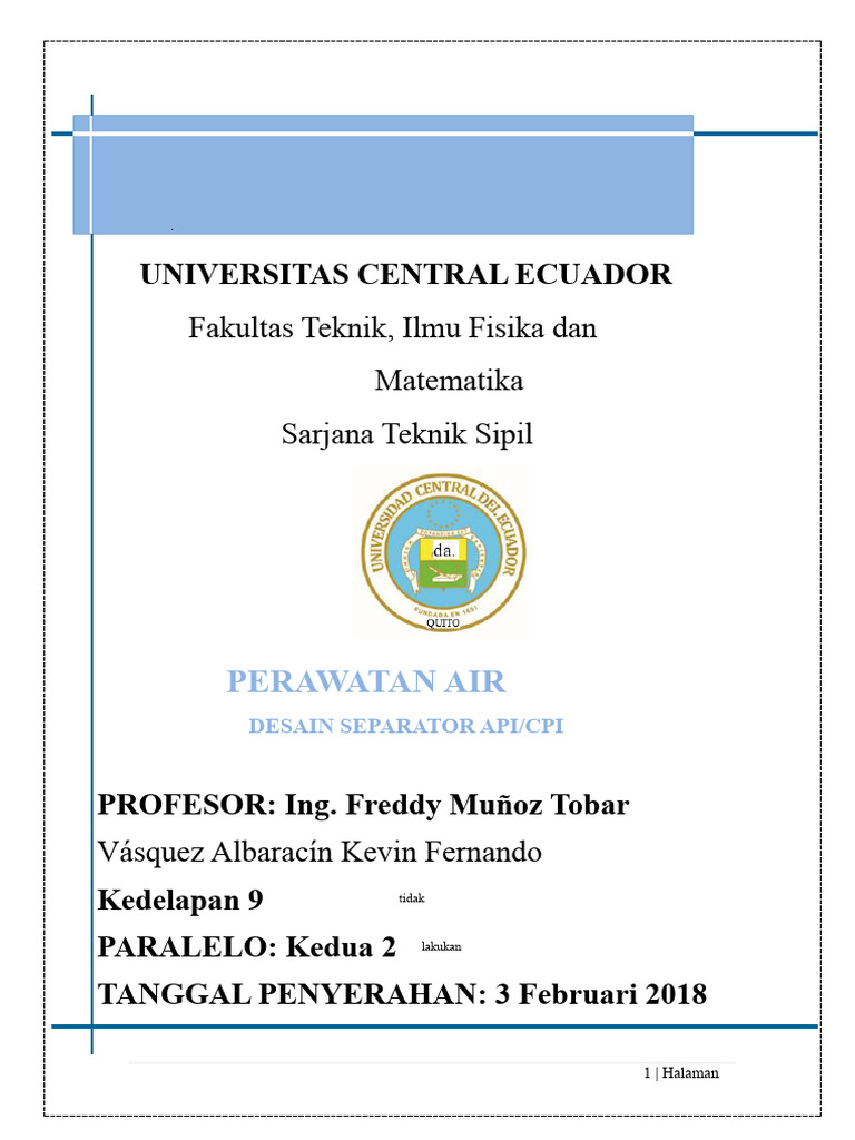 Desain Separator API/CPI untuk Air Limbah | PDF