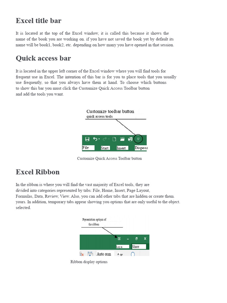 Parts of The Excel 2019 Window | PDF | Microsoft Excel | Window (Computing)