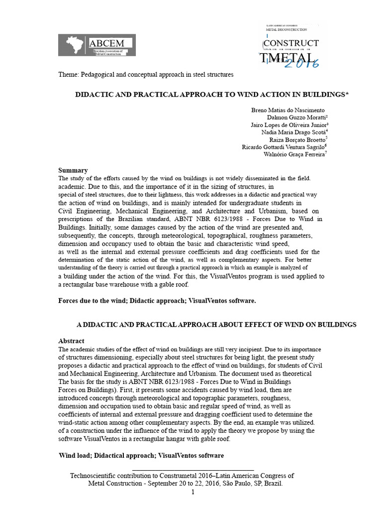 Didactic and Practical Approach of Wind Action in Buildings | PDF ...