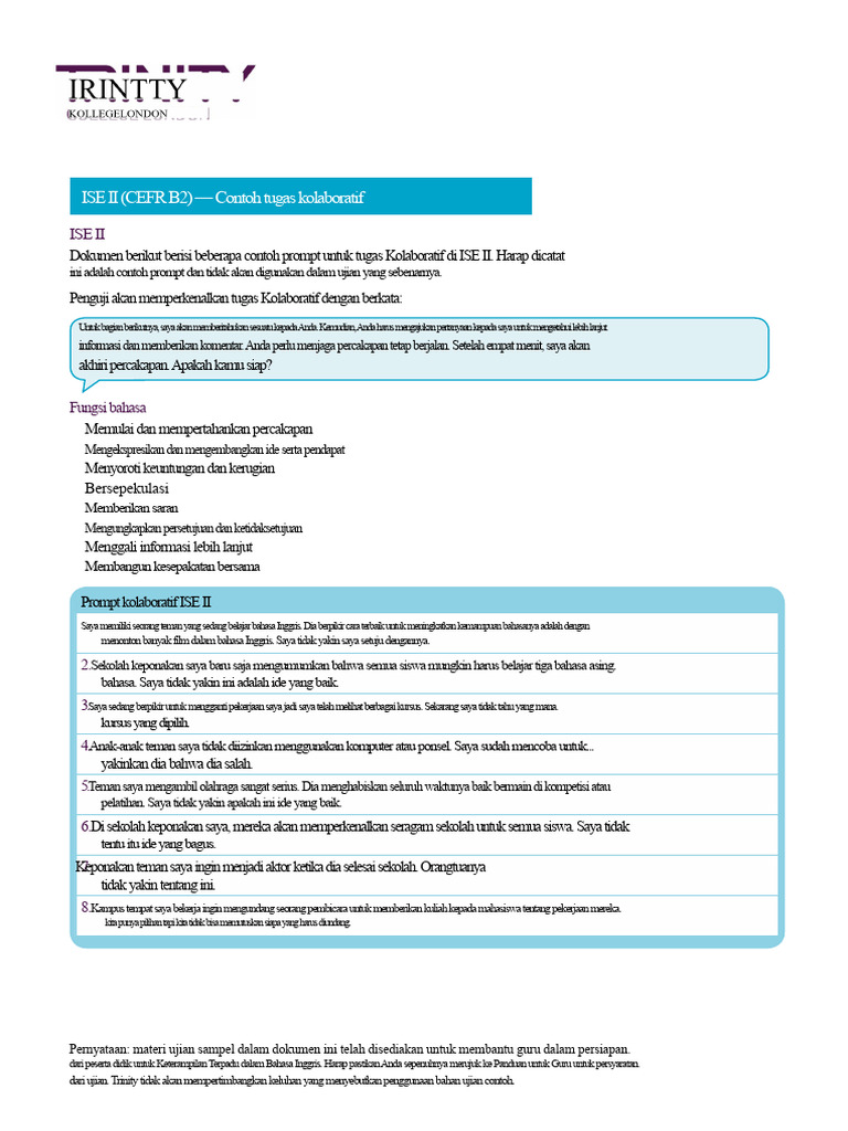 Contoh Prompt Kolaboratif ISE II | PDF