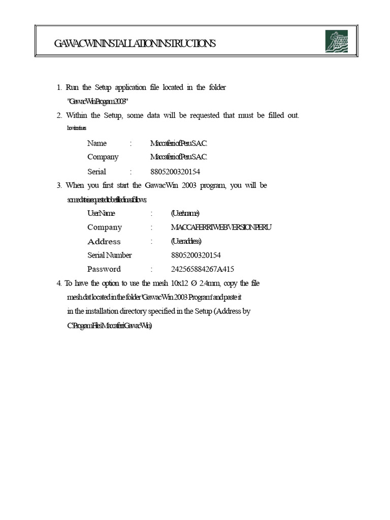 GawacWin Installation Guide | PDF