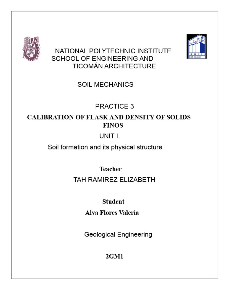 Practice 3 Calibration of Flask and Density of Fine Solids | PDF ...