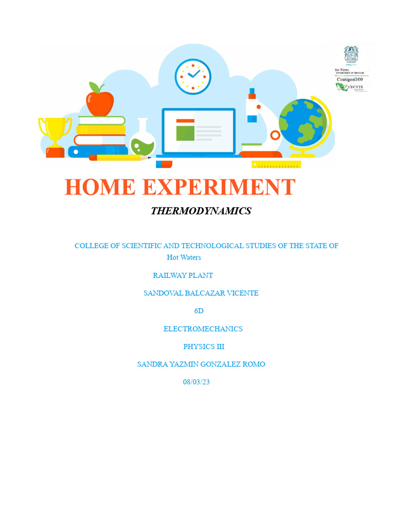 THERMODYNAMICS EXPERIMENT | PDF | Heat | Thermodynamics
