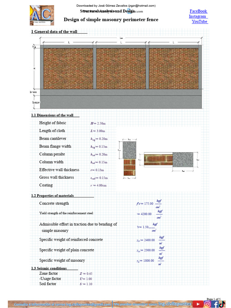 Masonry Perimeter Fence Design Guide | PDF | Bending | Beam (Structure)