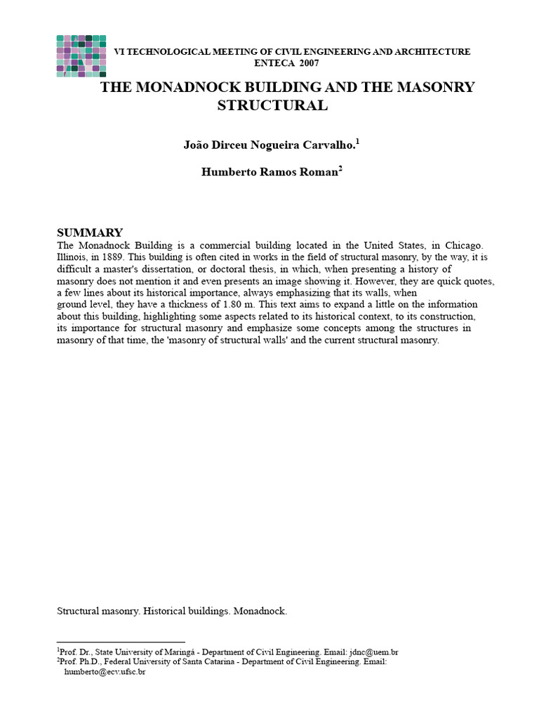 Monadnock Building Wall Thickness Insights | PDF | Concrete | Cement