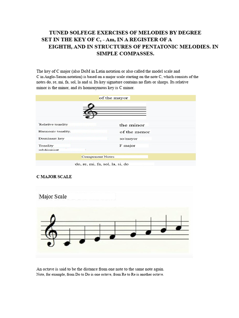 Solfège Exercises Sung in the Key of C Major | PDF | Scale (Music ...