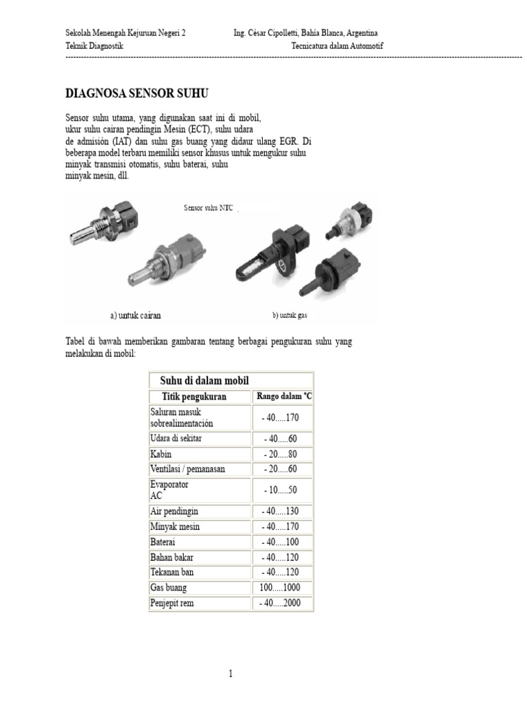 Diagnosa Sensor Suhu Mobil Otomotif | PDF