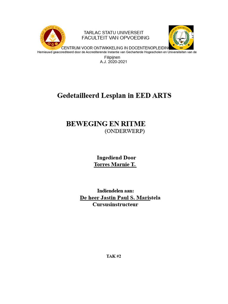 Gedetailleerd Lesplan in EED KUNSTEN PDF | PDF