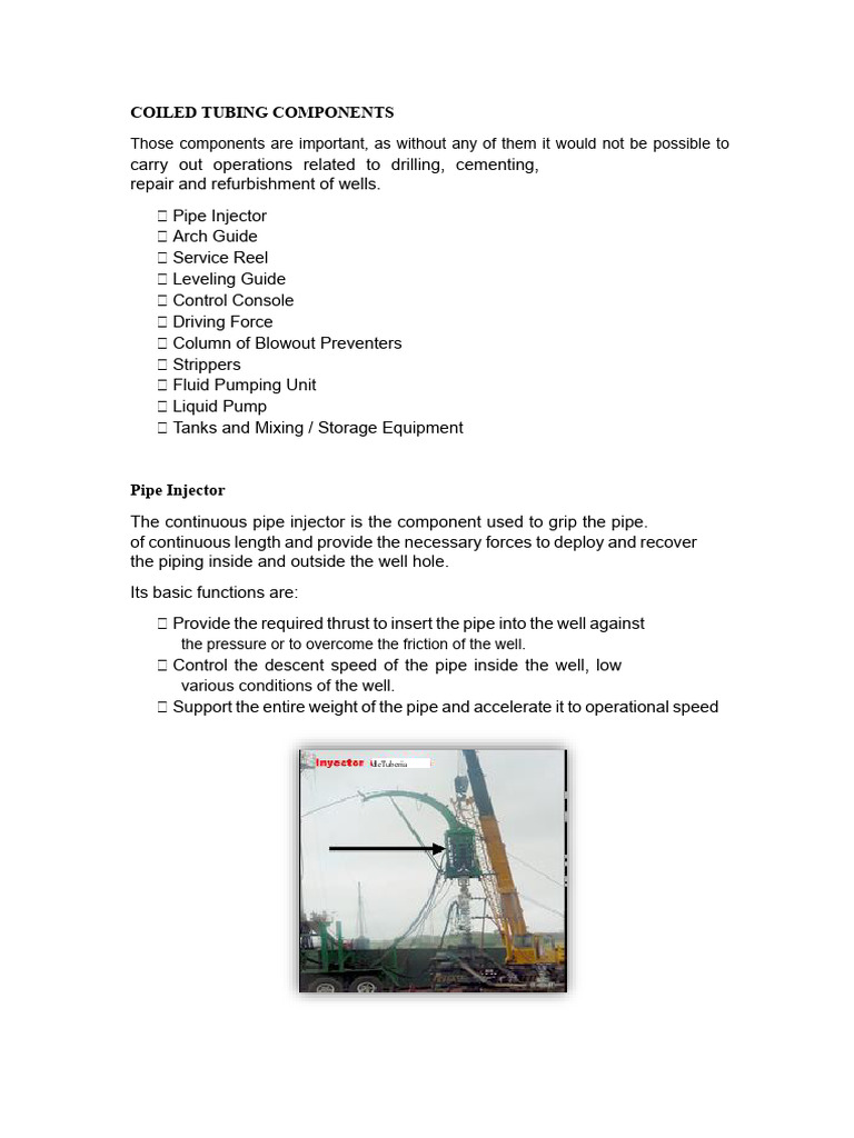 Components of Coiled Tubing | PDF | Pump | Pipe (Fluid Conveyance)