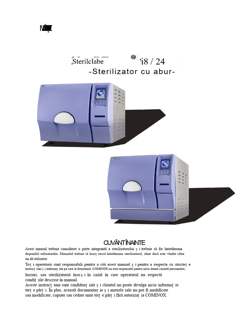 Cominox SterilClave 18-24 - Manual de Utilizare Și Întreținere | PDF