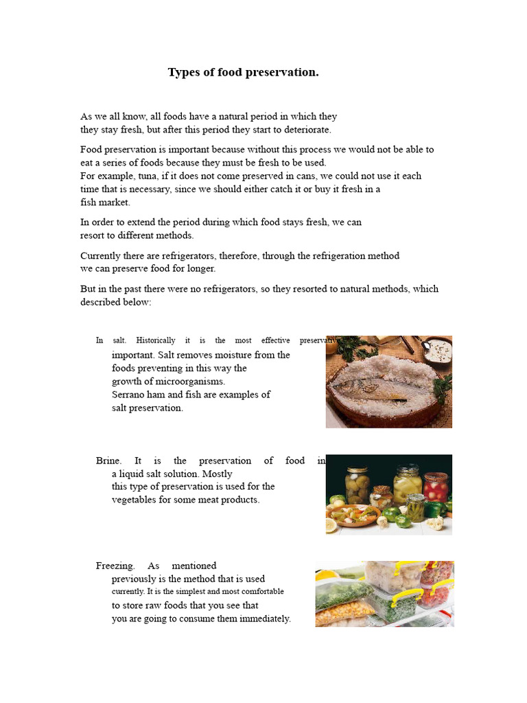 Types of Food Preservation | PDF | Food Preservation | Foods