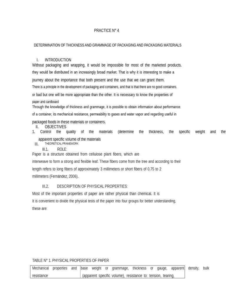 Thickness and Grammage of Packaging Materials | PDF | Paperboard | Paper