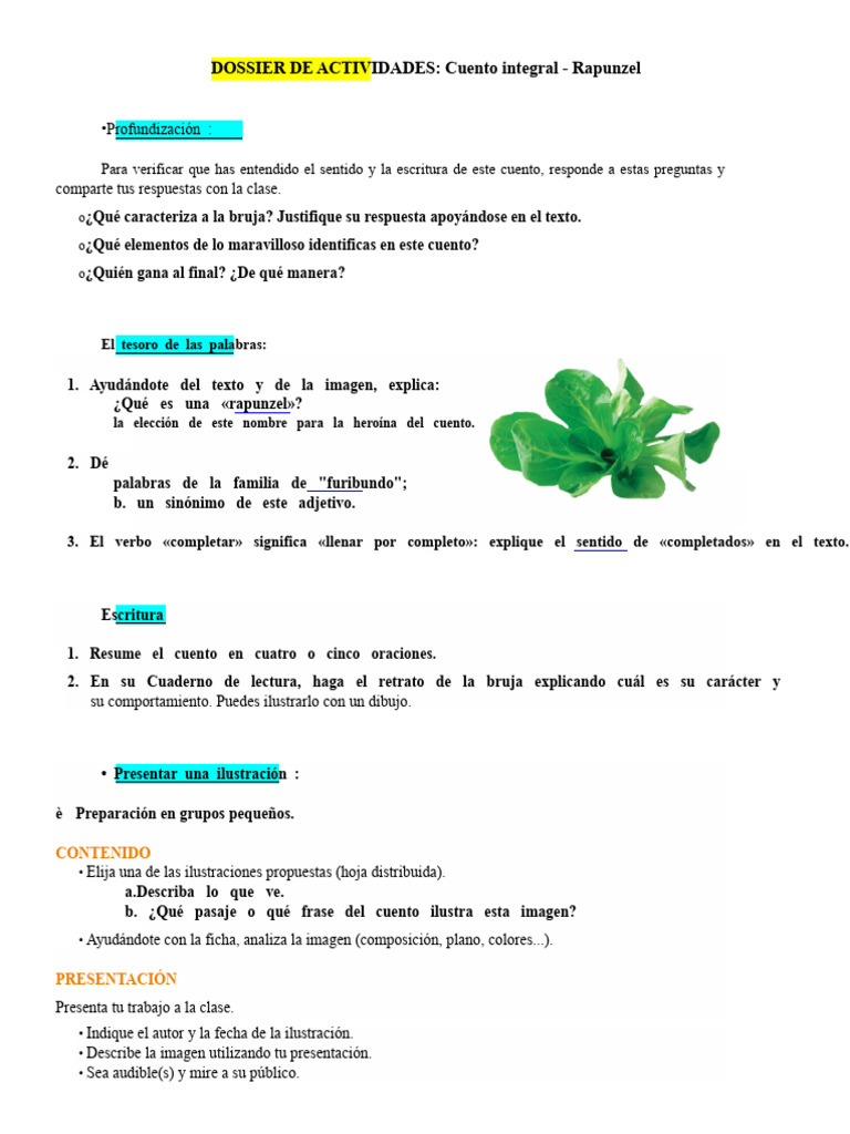 Actividades Didácticas: Rapunzel | PDF