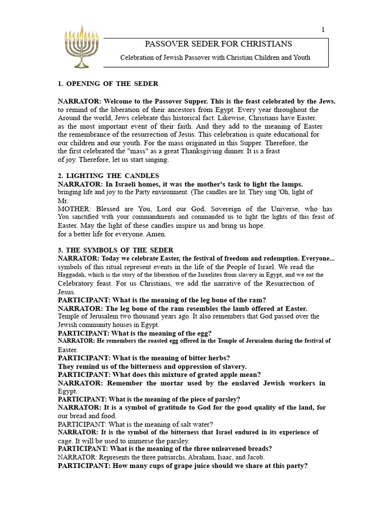 Passover Seder For Christians | PDF | Passover | Passover Seder