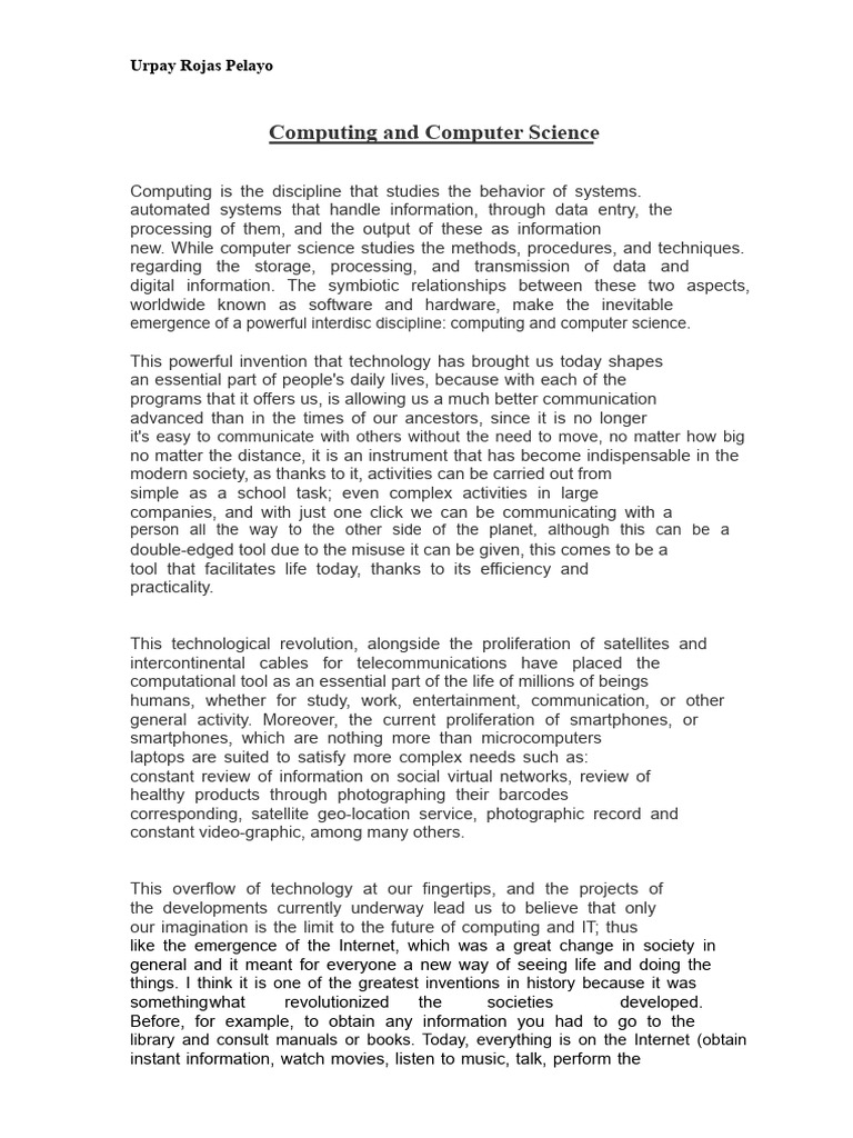 Computing and Computer Science Descriptive Text | PDF | Computer ...