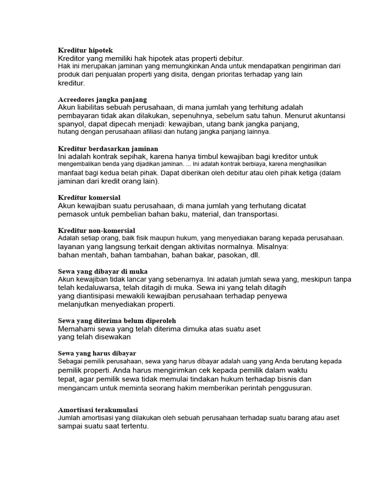 Jenis-Jenis Kreditur dan Kewajiban Perusahaan | PDF