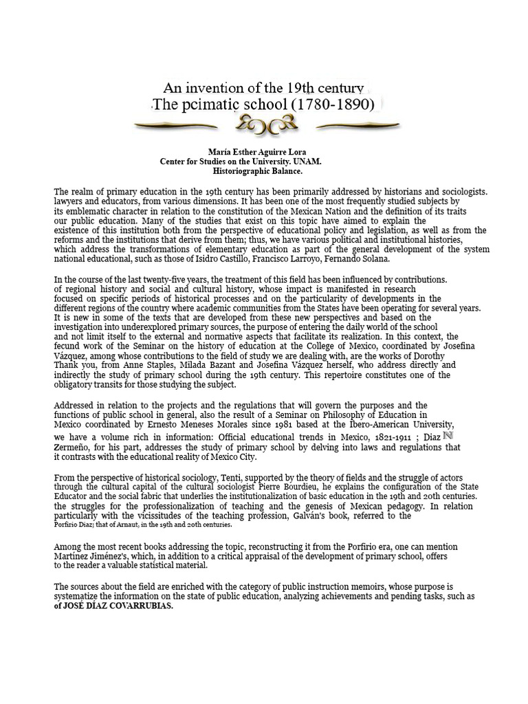 An Invention of The 19th Century. The Primary School | PDF | Mexico ...