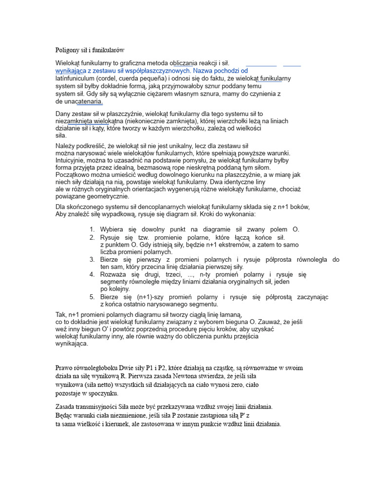 Wielokąt Siły I Liny Nośnej | PDF
