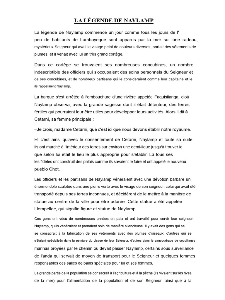 La légende de Naylamp et Chot | PDF