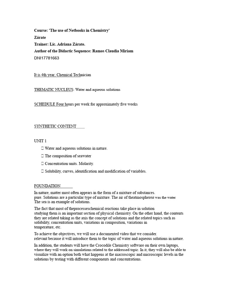 Netbooks in Chemistry: Water Solutions | PDF | Solubility | Salt ...