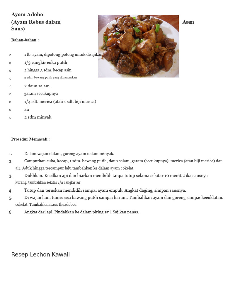 Adobong Manok | PDF