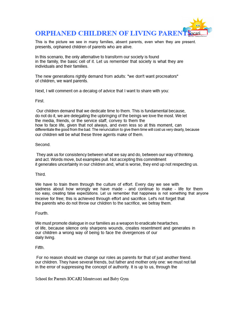 Parenting Advice for Absent Parents | PDF | Social Psychology