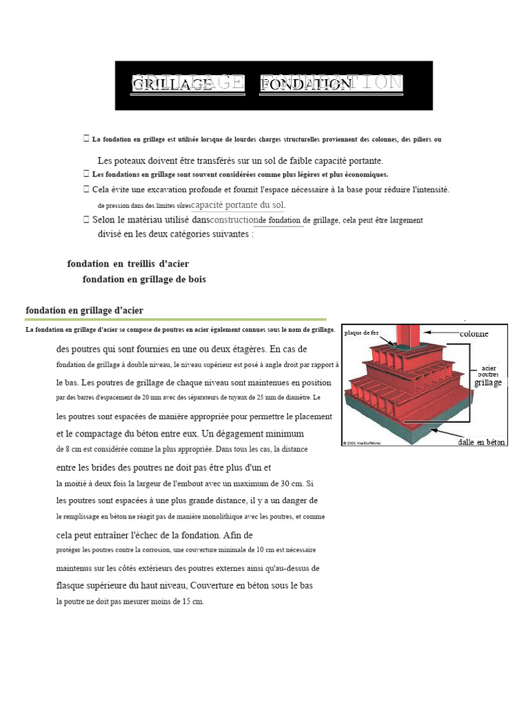 Fondations en grillage : types et méthodes | PDF | Fondation ...