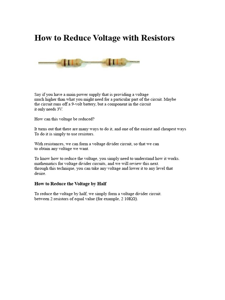 Reducing Voltage with Resistors Guide | PDF | Resistor | Electrical Network