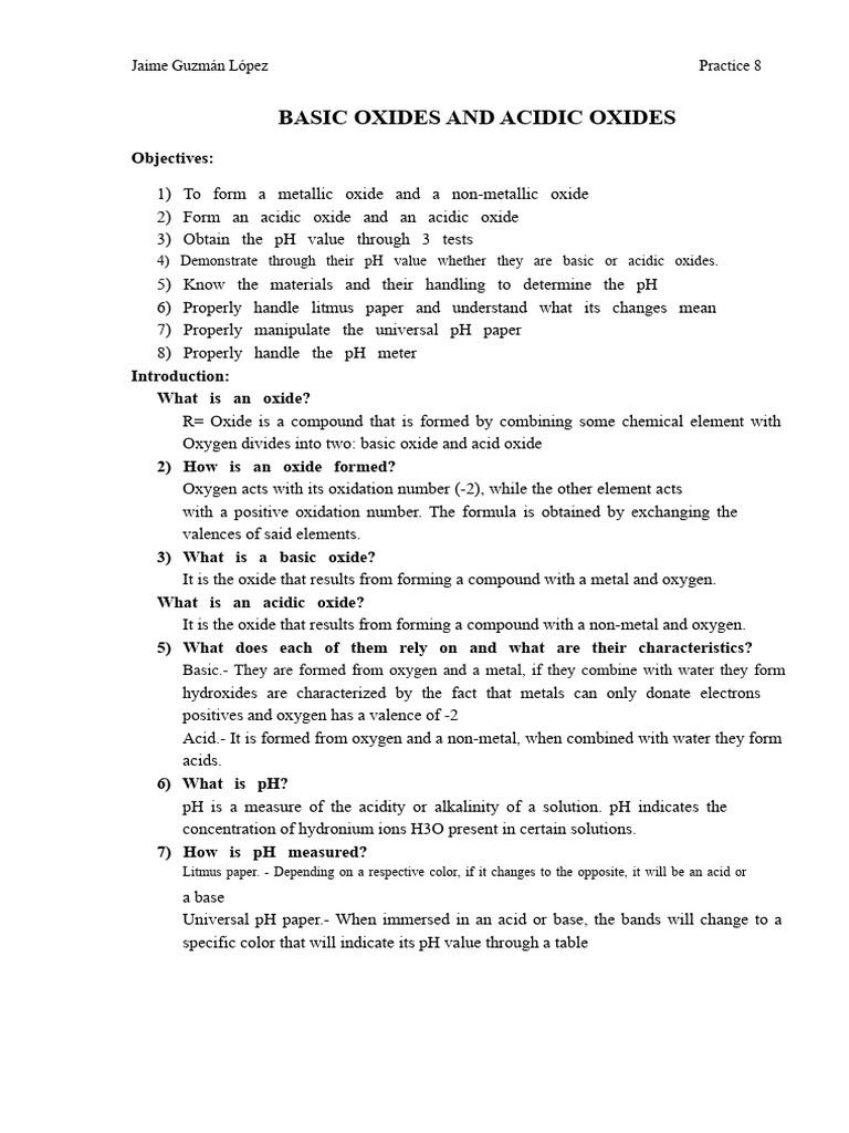 Basic Oxides and Acidic Oxides | PDF | Oxide | Acid