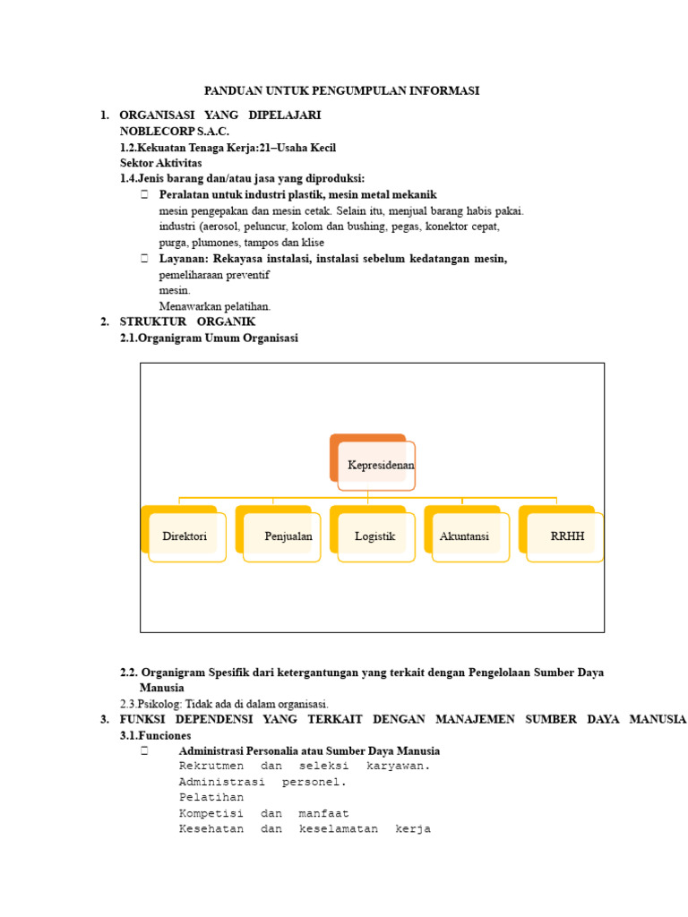 Struktur dan Manajemen SDM Noblecorp | PDF
