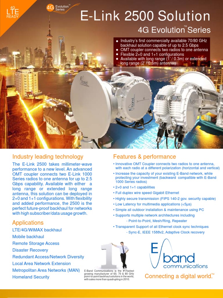 EBand 80 GHZ ELink 2500 Solution Spec v041511 | PDF | 4 G | Antenna (Radio)
