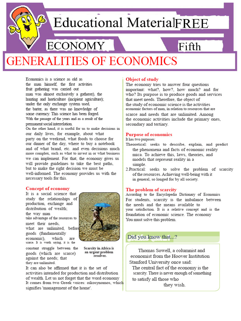 General Aspects of Economics For Fifth Grade of Secondary School | PDF ...