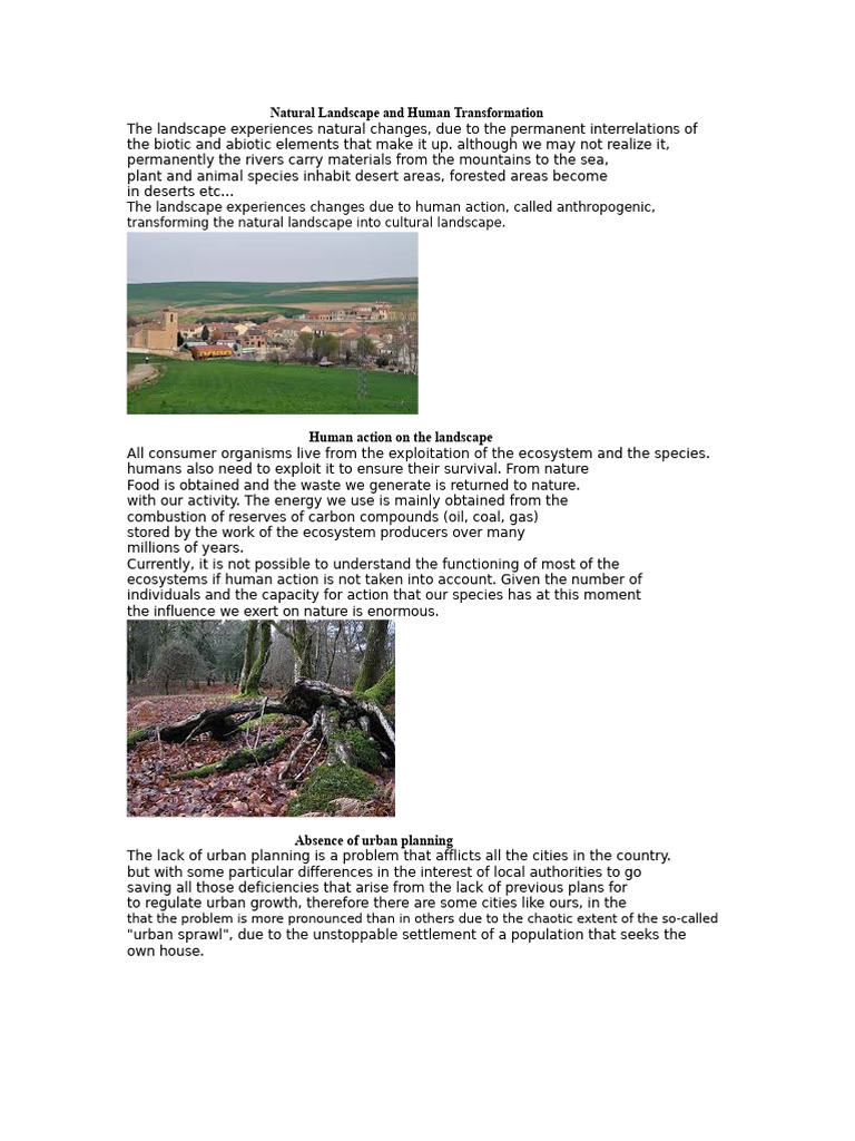 Natural Landscape and Human Transformation | PDF | Nato | Ecosystem