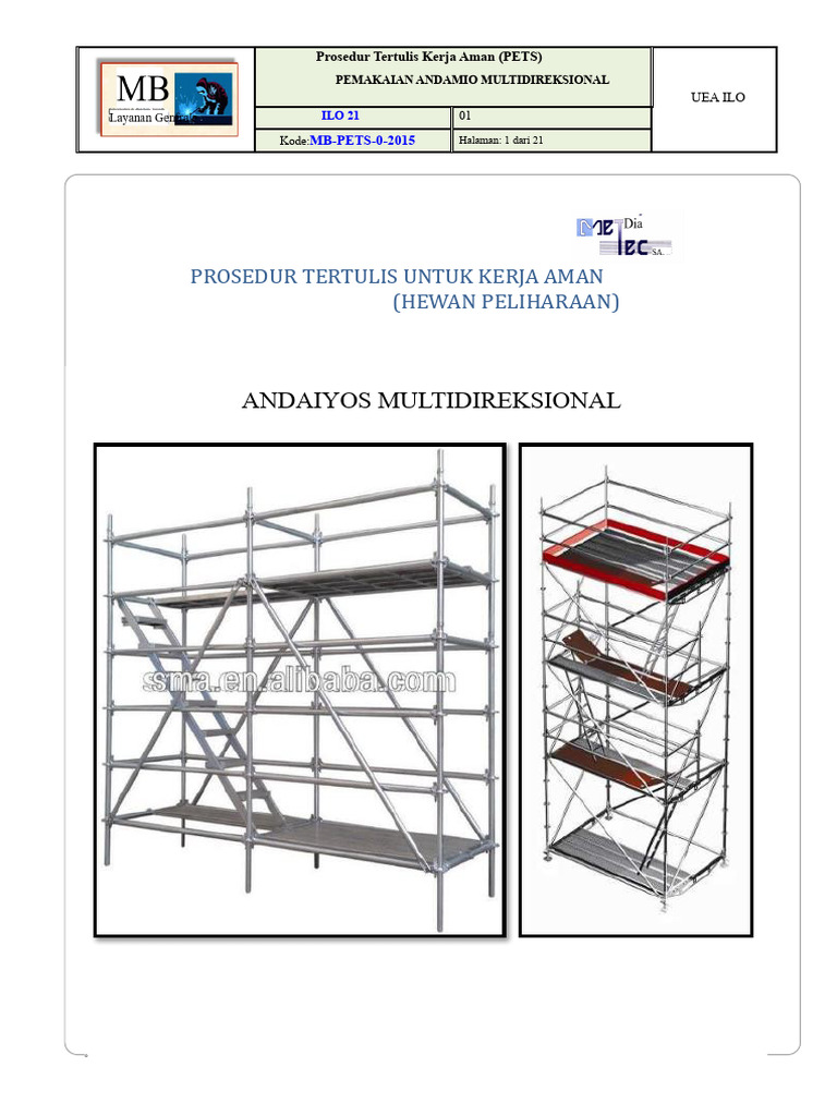 Prosedur Kerja Aman Andamio Multidireksional | PDF