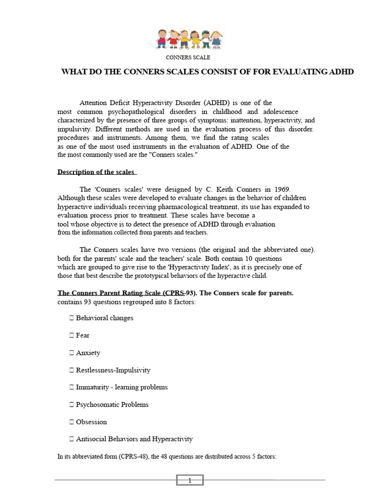 What Are The Conners Scales For Evaluating ADHD? | PDF | Attention ...
