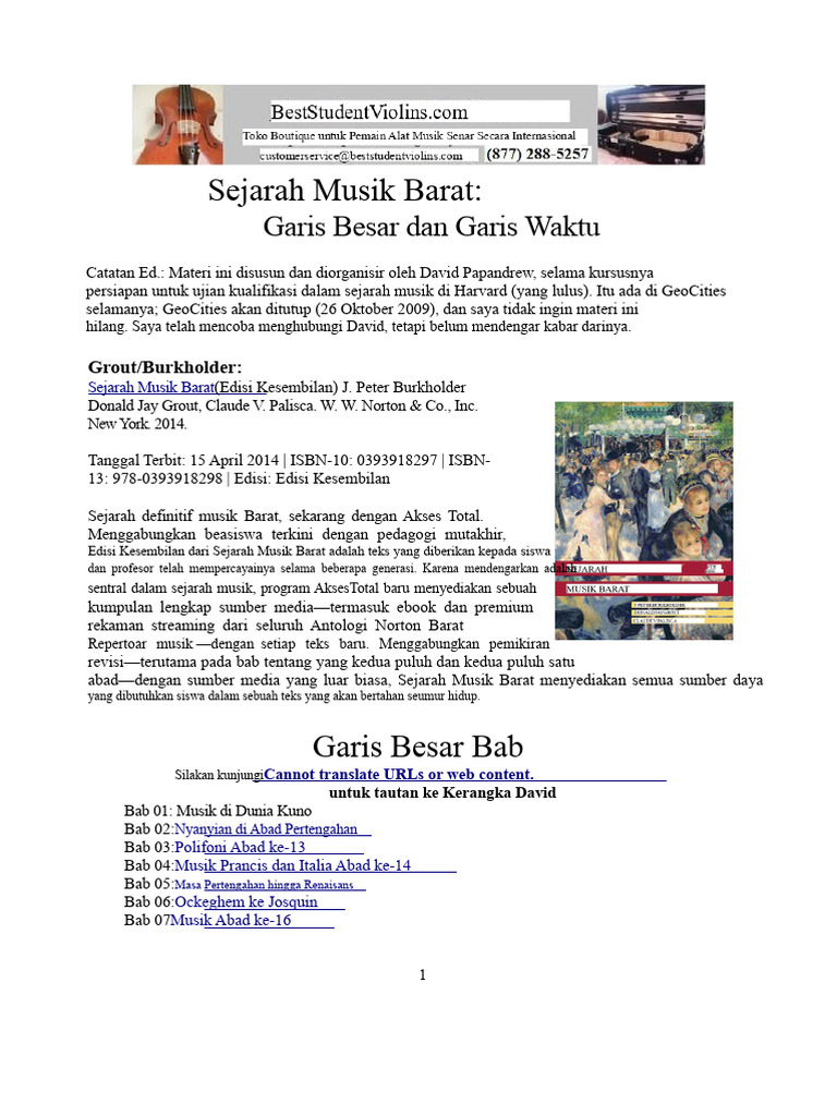 Sejarah Musik Barat - Ikhtisar | PDF