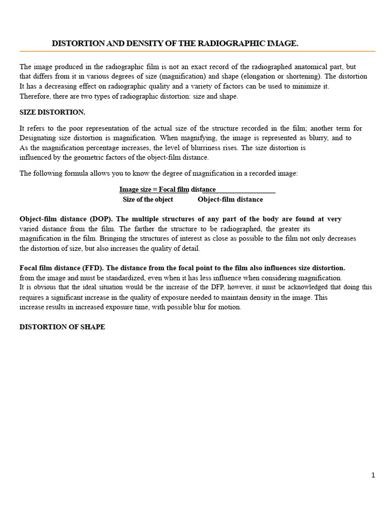 Distortion and Density of The Radiographic Image | PDF | Radiography ...