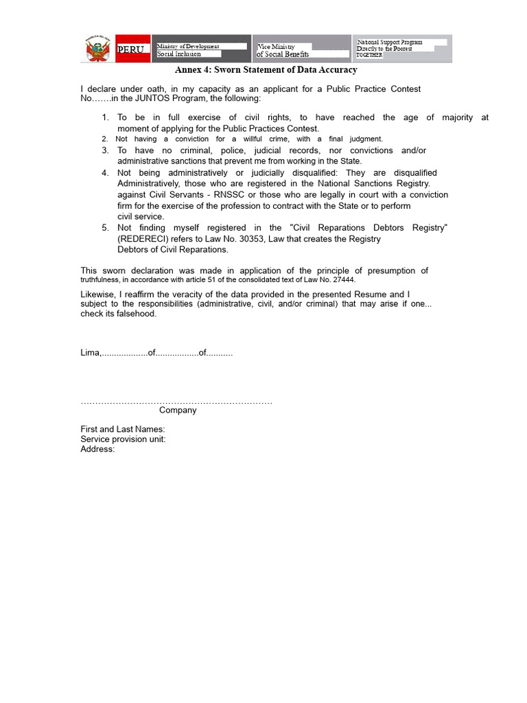 Annex 4 Affidavit of Data Accuracy | PDF