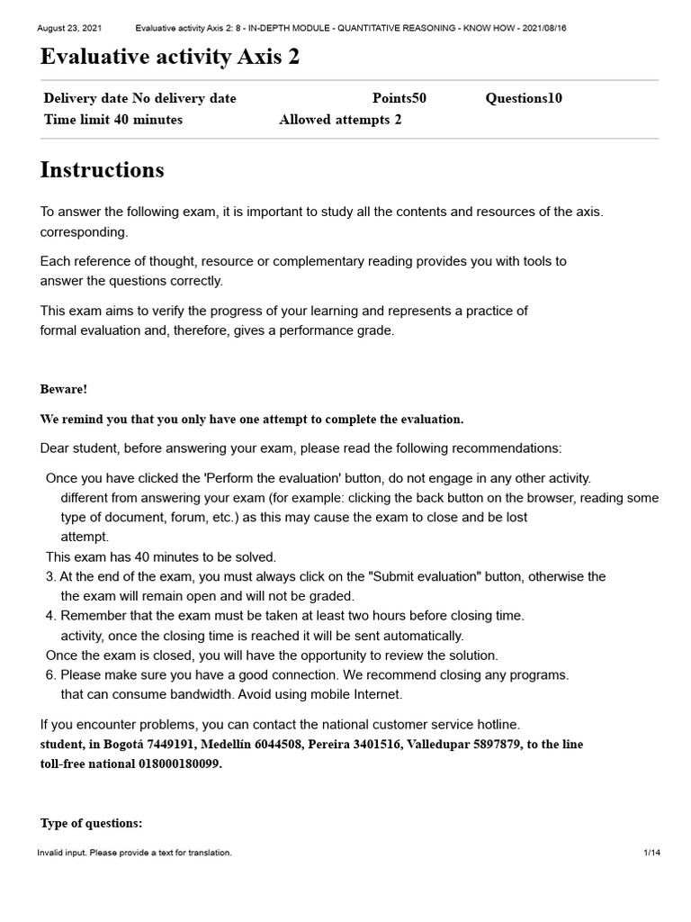 Evaluative Activity Axis 2 - 8 - DEEPENING MODULE - QUANTITATIVE ...