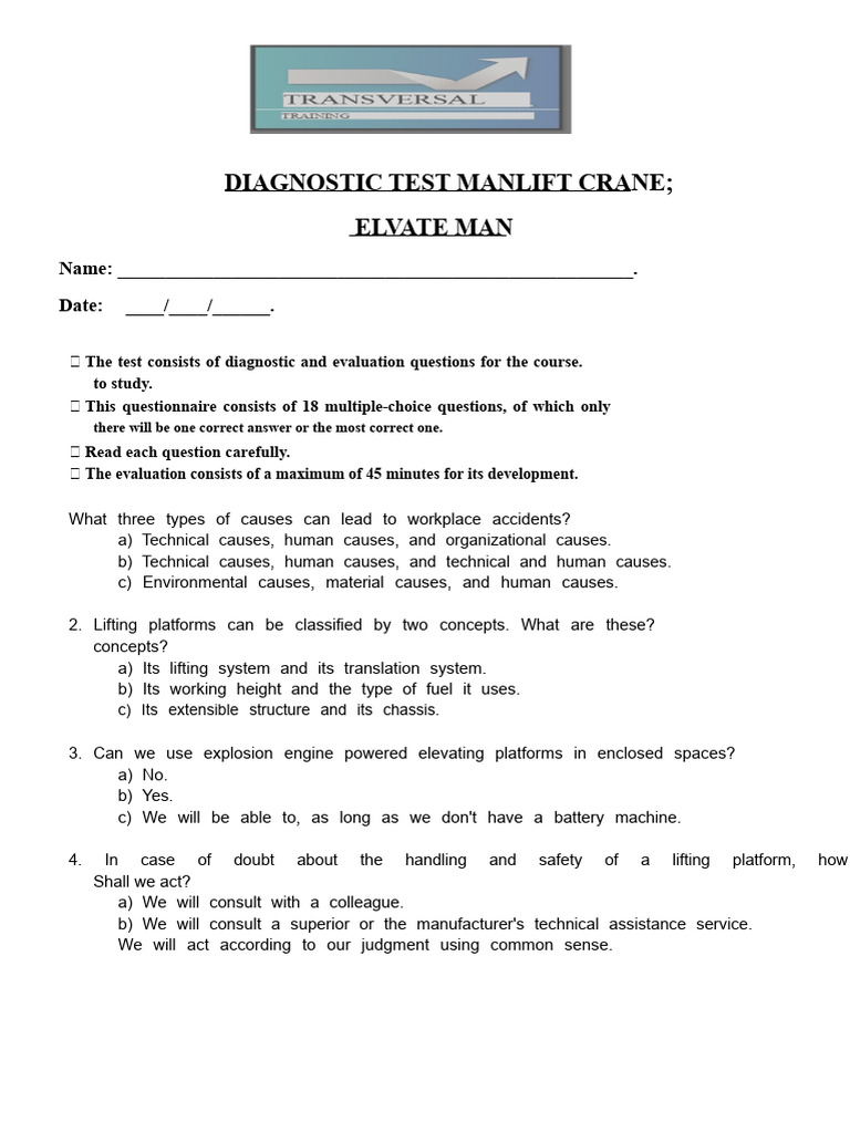 Diagnostic Test Manlift Crane | PDF | Crane (Machine)