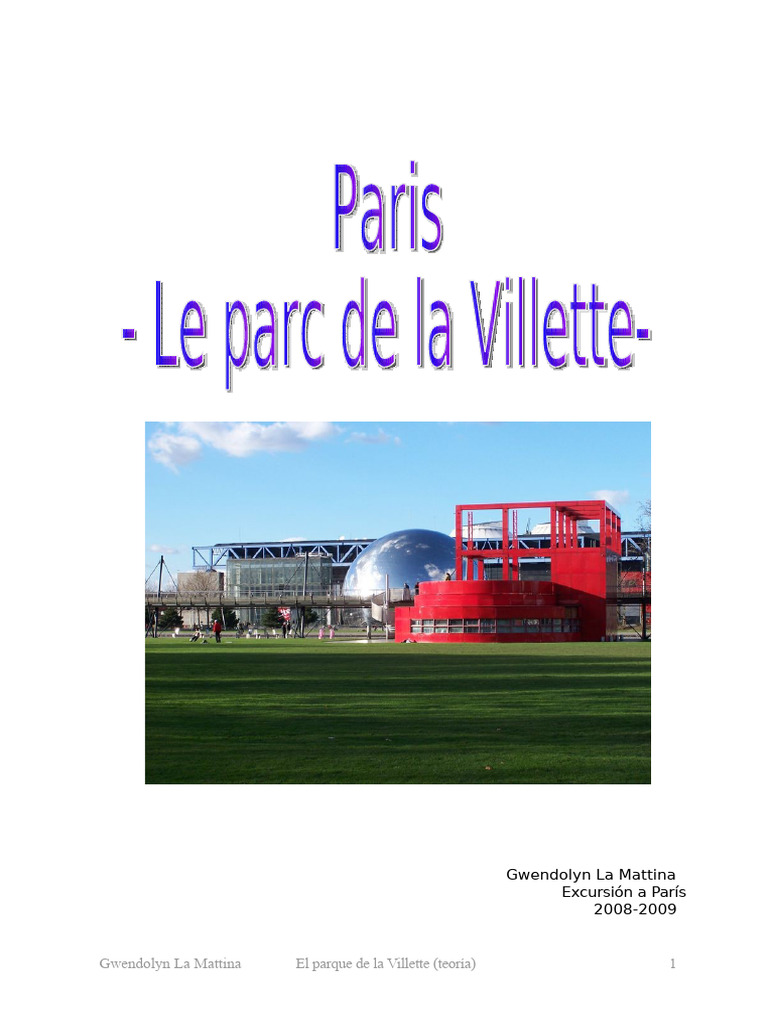 Parque de la Villette: Naturaleza y Cultura | PDF