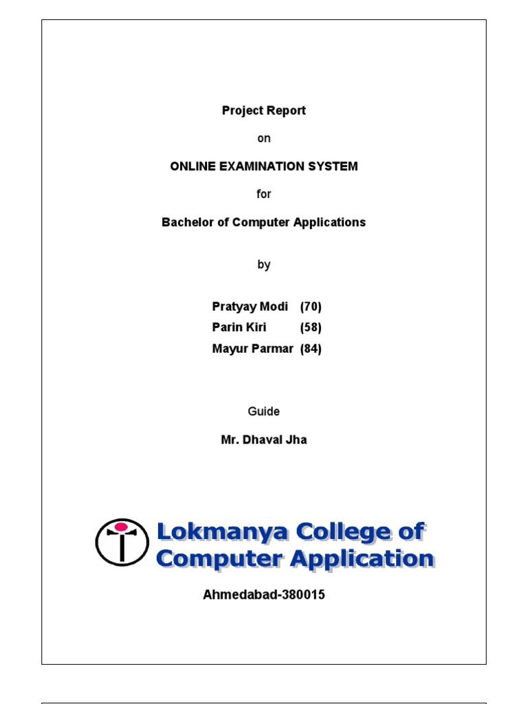 Online Examination System Project Report | PDF