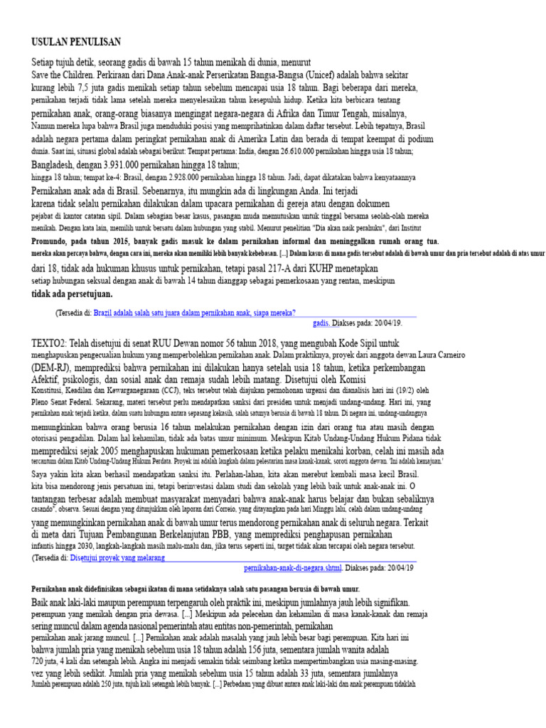 Usulan Penulisan - Pernikahan Anak - Kelas 3 PDF | PDF