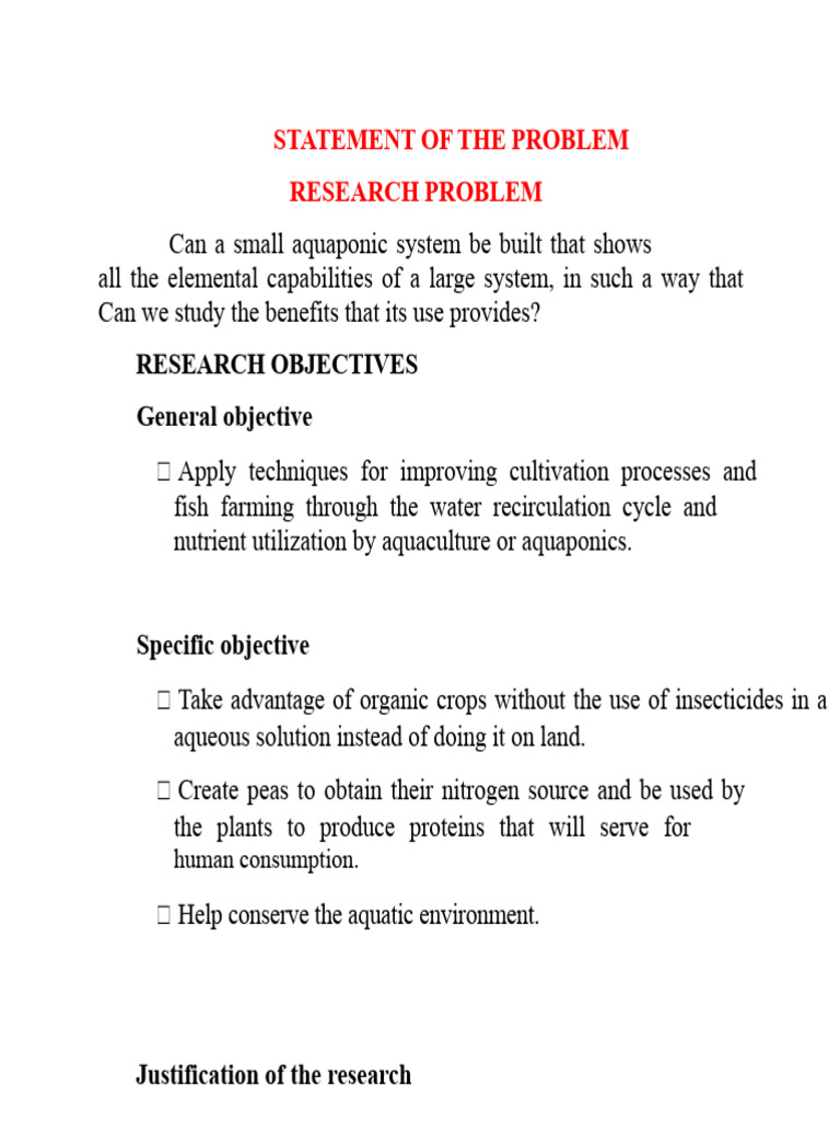 Statement of The Problem | PDF | Aquaponics | Agriculture
