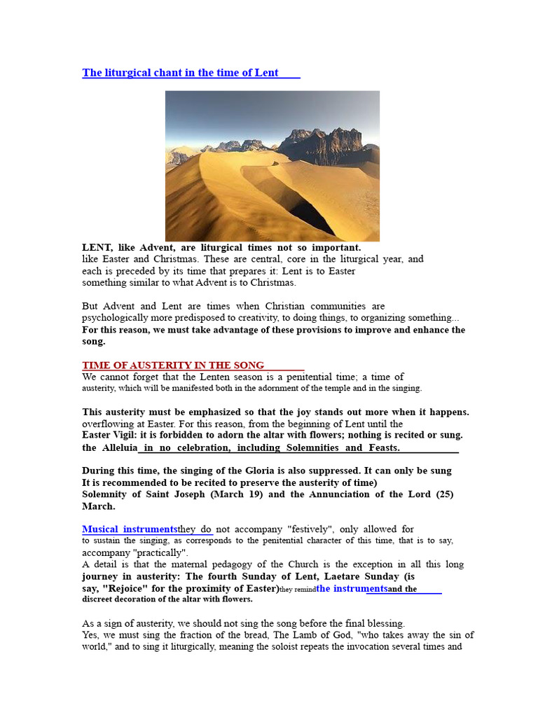 Lenten Liturgical Chant Guidelines | PDF | Lent | Penance
