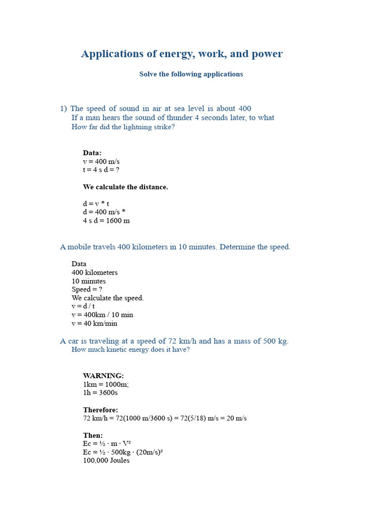 Energy, Work, and Power I | PDF | Potential Energy | Mass