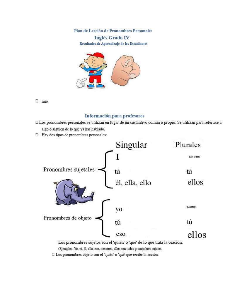 Lección de Pronombres Personales en Inglés | PDF | Pronombre | Sintaxis